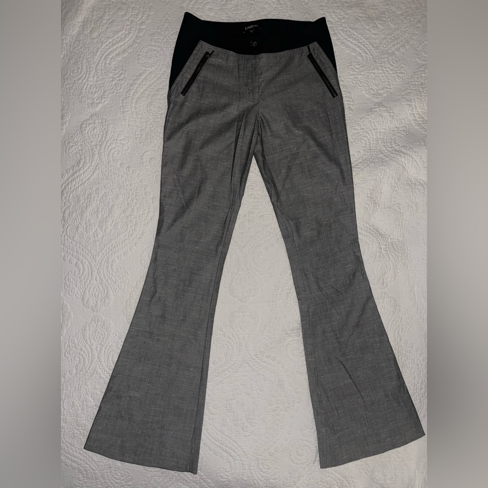 Bebe Gray Flare Pants With Leather Details Women’s Si… - Gem